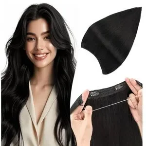 Hair | 14 Jet Black Halo Human Hair Extensions 1 Pc 6g Rb4 | Poshmark